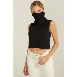 Tops | Mask Turtleneck Crop Top Black | Poshmark